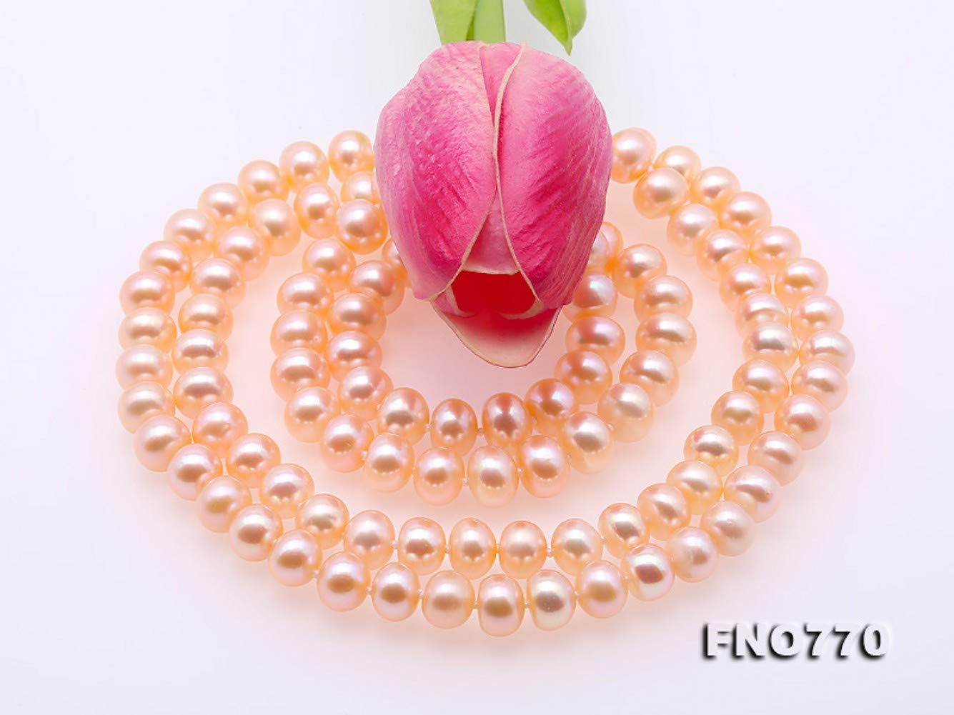 Womens Long Strand Pink Pearl Necklace AA+ 8-9mm Freshwater Cultured Pearl Necklace Sweater Chain 32"