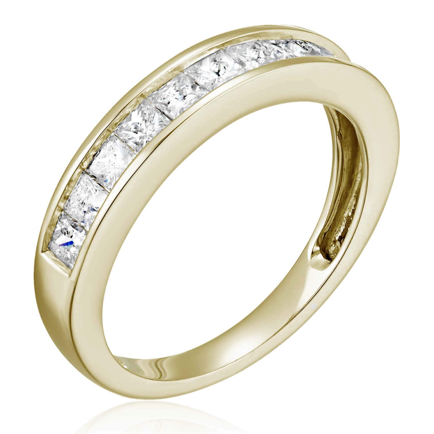 Vir Jewels 1 cttw Diamond Wedding Anniversary Band for Women Half Eternity Square Diamond Engagement Ring 14K Yellow Gold Princess Cut Channel Set Size 6