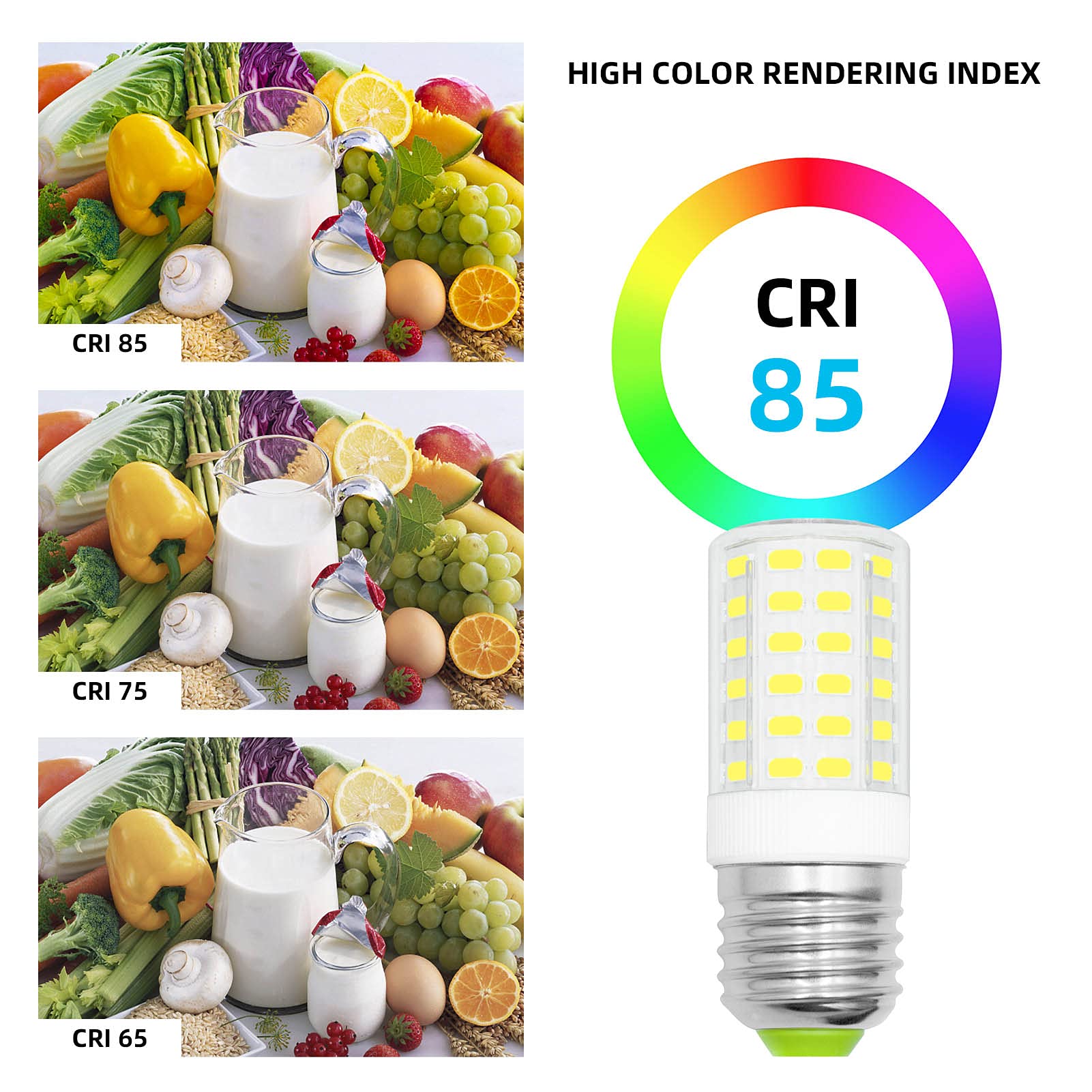 TZHILAN E26 7W Refrigerator LED Light Bulbs Home Lighting 100 Watt Equivalent Daylight White 6500K Eye Protect 85 CRI 950 Lumens 100-265 V Edison E26/E27 Medium Screw Base Non-Dimmable - 2 Pack