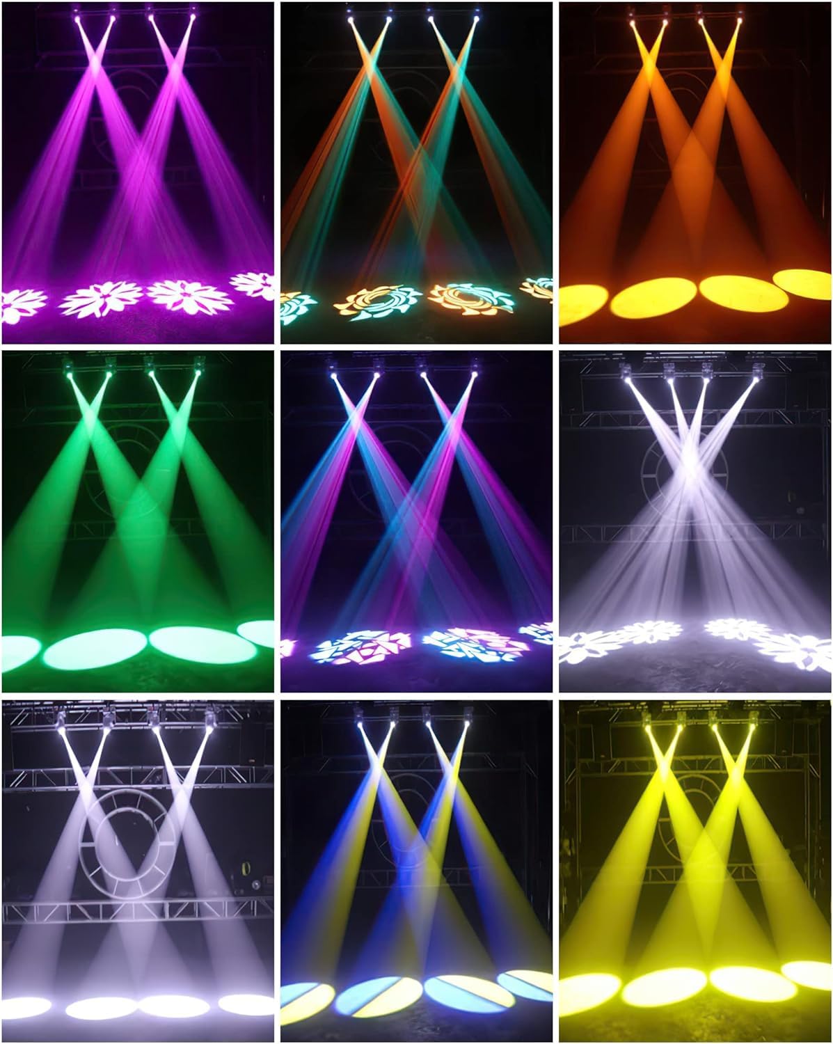 U`King 60W Moving Head Lights, White Moving LED DJ Lights RGBW Stage Light with Remote 8 GOBO 8 Pattern Spotlight by DMX 512 Controlled 9/11 Channel for Church KTV Club Concert Party Wedding