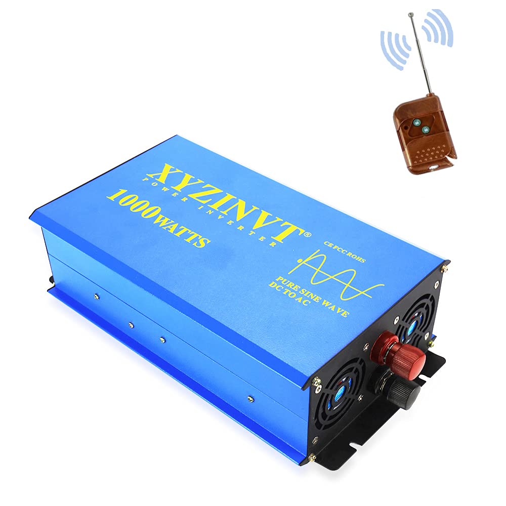 XYZ INVT 1000 watt Pure Sine Wave Power Inverter dc 12v to ac 120v with LED Display and Wireless Remote Controller (1000w 12v RC)
