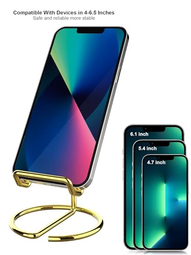 XUNICUTE Cell Phone Stand, Phone Stand for Desk, Office Portable Cute Cell Phone Holder, Compatible with All Mobile Phone, iPhone, iPad, Switch, Tablet 4-6.5'' Desk Accessories (Gold)
