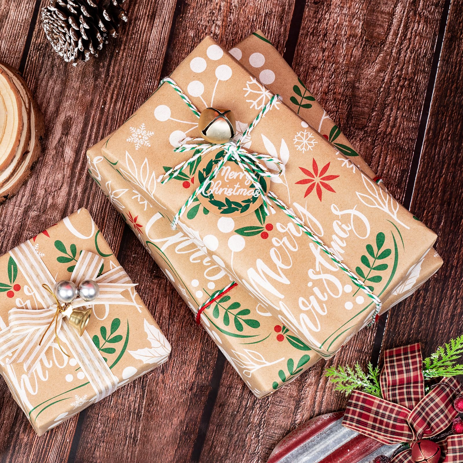 WRAPAHOLIC Reversible Christmas Wrapping Paper - 30 Inch X 100 Feet Jumbo Roll Nutcracker and Candy Cane Printed on Pearlized Paper