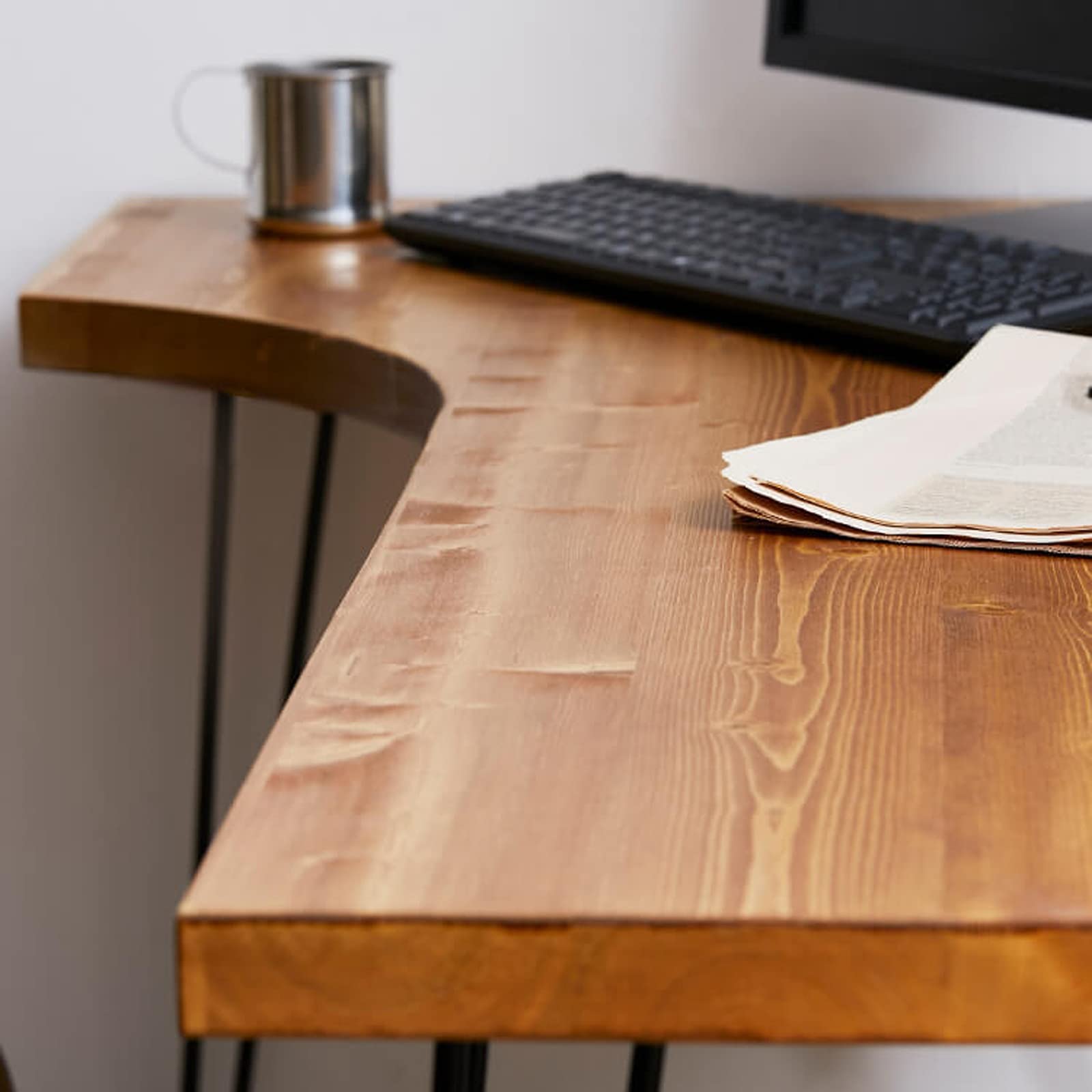 Writing Study Desk, Modern Minimalist Wooden Desk L-shaped PC Laptop Desk Home Corner Table Working Study Table, Stable Metal Bracket, Easy To Install ,Computer Workstation for Home & Office ( Size :