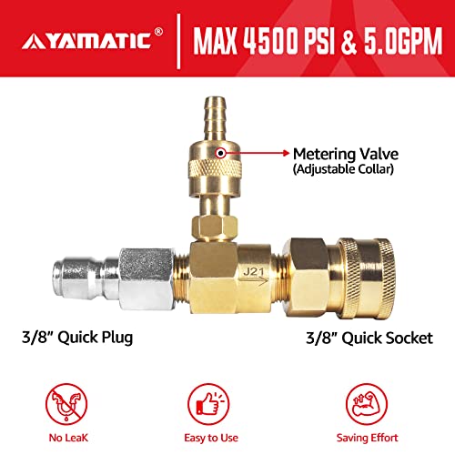 YAMATIC Pressure Washer Pump Injector Kit 4500 PSI- Original Engineering Pump for Most Brand engine power washe with Siphon Hose & Soap Nozzle,M22-15mm Connectors
