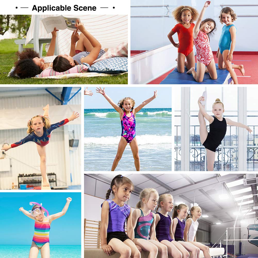 uideazone Girls Gymnastics Leotards size 6 7 One-piece Sparkly Bodysuit Quick Dry Leopard Athletic Unitards Biketards Swimwear