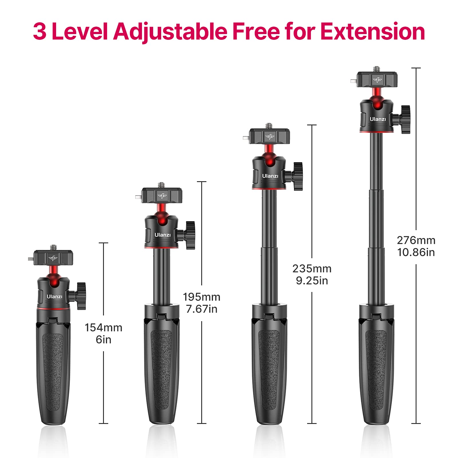 ULANZI Tripod for Camera, Hummingbird Mini Tripod Stand Travel Pocket Extendable Small Portable Selfie Stick with 360° Ball Head & 1/4" Quick Release Plate for Webcam Canon Nikon Sony DSLR Camera