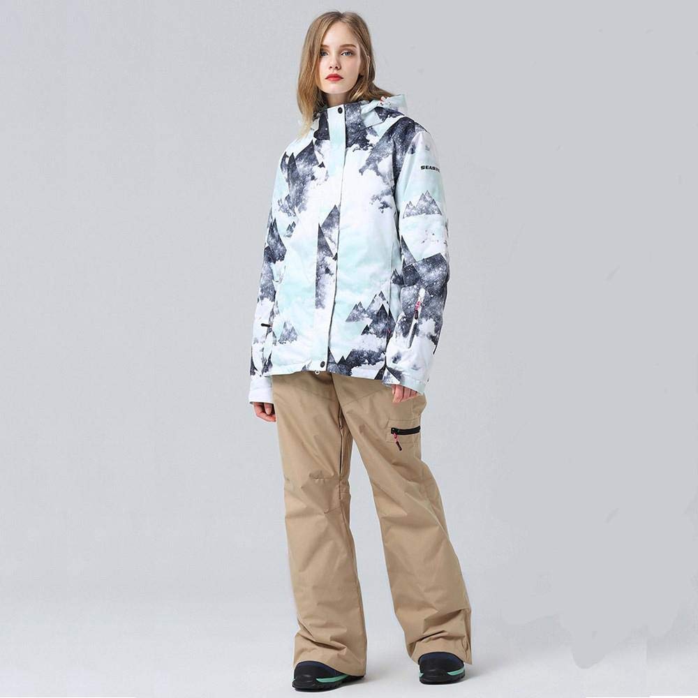 YEEFINE Women's Snowsuit Ski Jacket and Pants Set Two Piece Waterproof Windproof Winetr Warm Snowboard Snow Coats(Lsf+Blue,S)