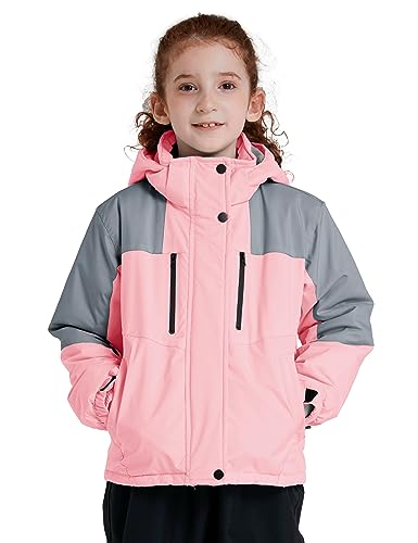 ZSHOW Girls' Ski Jacket Hooded Windproof Breathable Outerwear Warm Winter Coat(Coral Pink,14-16)