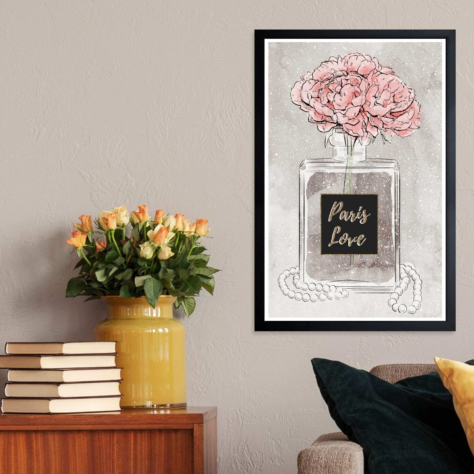 Wynwood Studio Fashion and Glam Wall Art Prints 'Vase of Fragrance' Home Décor, 13x19, Black Frame