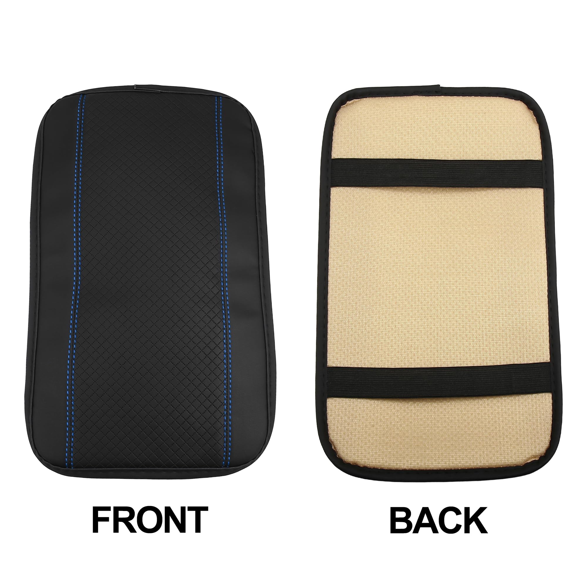 X AUTOHAUX 12.60"x7.68" Universal Car Center Console Lid Armrest Cushion Seat Box Cover Pad PU Leather Black Blue