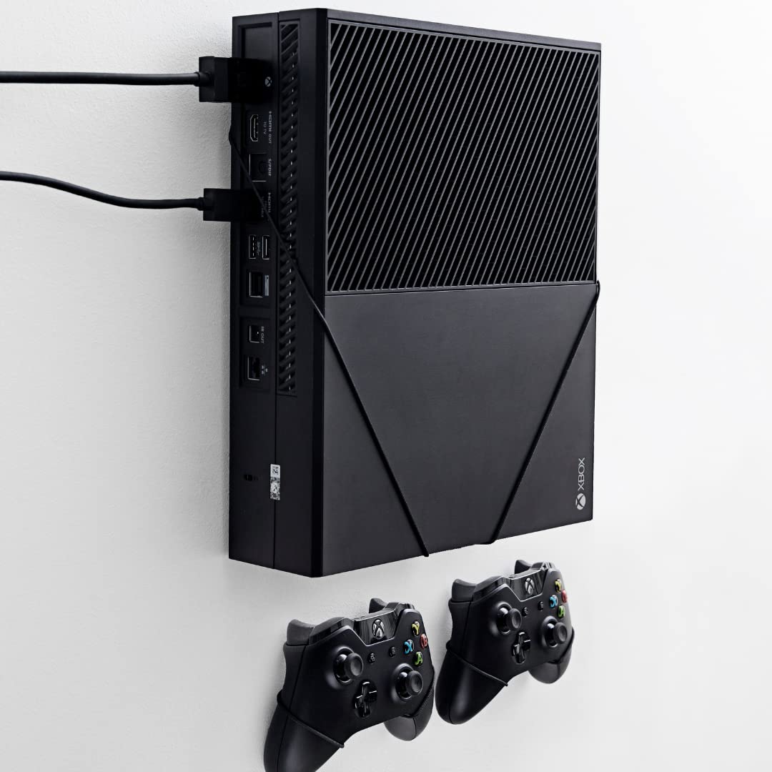 Xbox One Original Wall Mount Solution by FLOATING GRIP - Mounting Kit for Game Consoles - Strong & Slim Ropes - Effective Ventilation, Easy-to-Install System (Standard: Fits Xbox One Original, White)