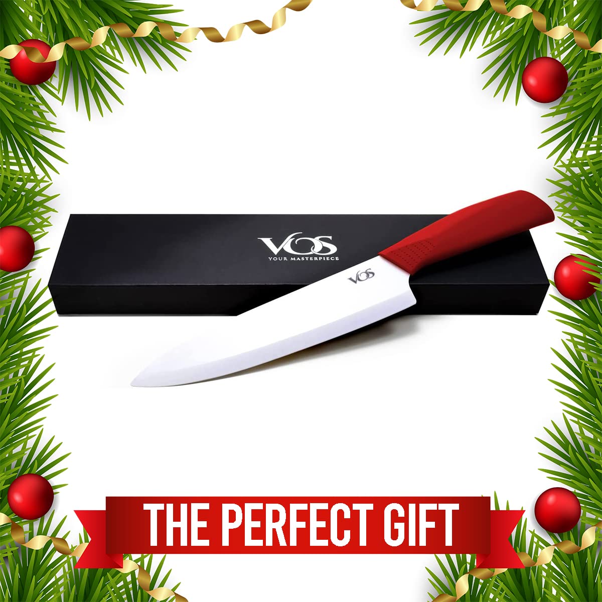 Vos Ceramic 4 Pcs Knife Set with Holder and Chef Knife