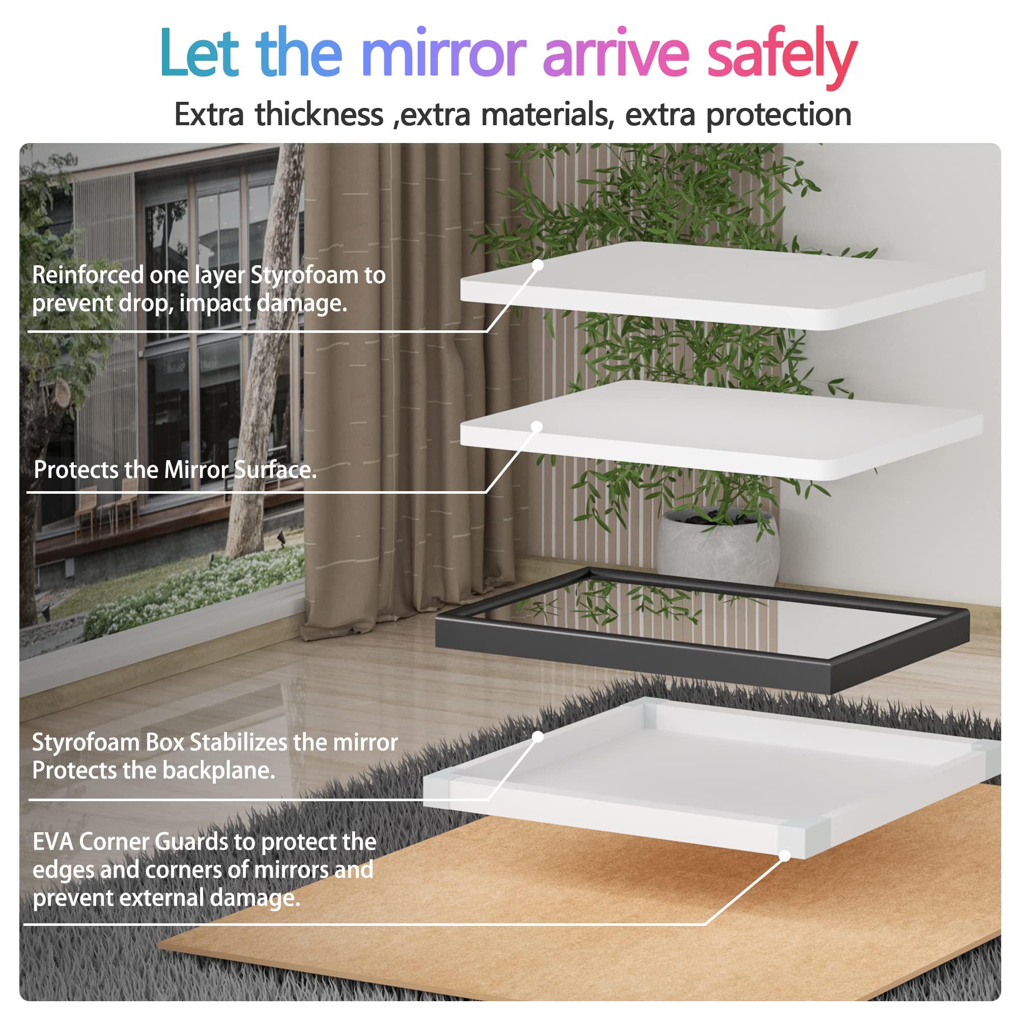Vosuja 40 x 30 Inch Bathroom Mirrors for Wall, Black Bathroom Mirror, Wall Mirror for Bathroom in Aluminum Alloy Metal Frame (Horizontal/Vertical)