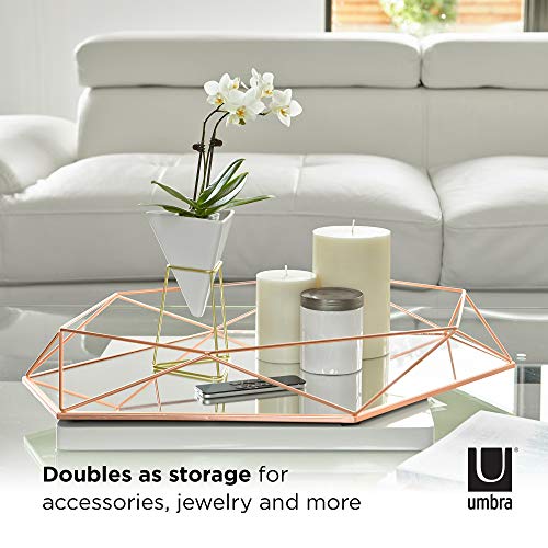 Umbra 358776-880 Prisma Modern Geometric Shaped Oval Mirror Wall Decor for Bedroom, Bathroom, Living, Dining Room, 22.5" Length x 17" Height x 3.75” Width, Copper