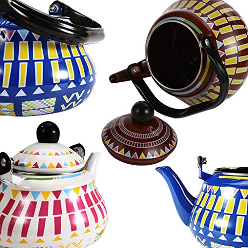 ZNZN Enamel Kettle Large Capacity Kettle Creative Gas Stove Geometric Pattern Teapot (1.5L/50.70Z, 2L /67.6OZ, 2.5L /84.5OZ) Multifunctional Water Kettle (Color : B, Size : 1.5L (50.70Z))
