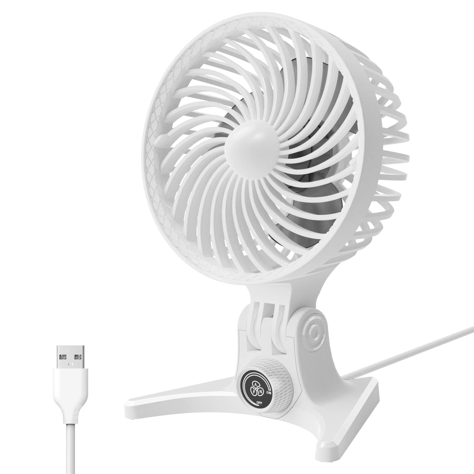 ZOEYEA USB Desk Fan, Strong Airflow Small Fan, Adjustable Rotation Desktop Table Cooling Fans with Plug-in USB Powered Cable, Quiet Personal Mini Fans for Home Office Travel