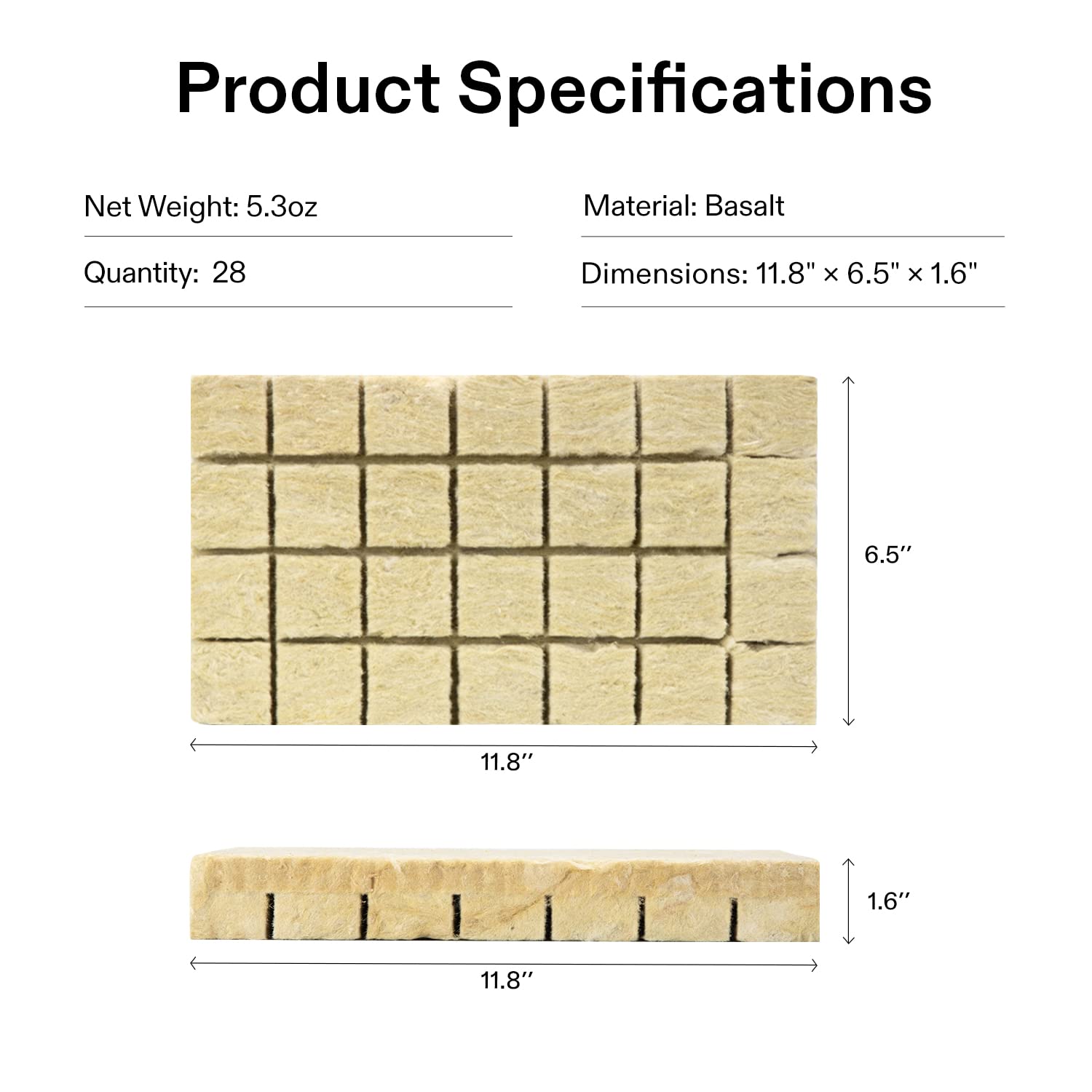 VIVOSUN 1.6" Rockwool Cubes, 28 Plugs Stonewool Starter Grow Cubes for Cuttings, Cloning, Plant Propagation, Seed Starting, Hydroponic Grow Media for Vigorous Plant Growth, 1 Sheets of 28 Plugs