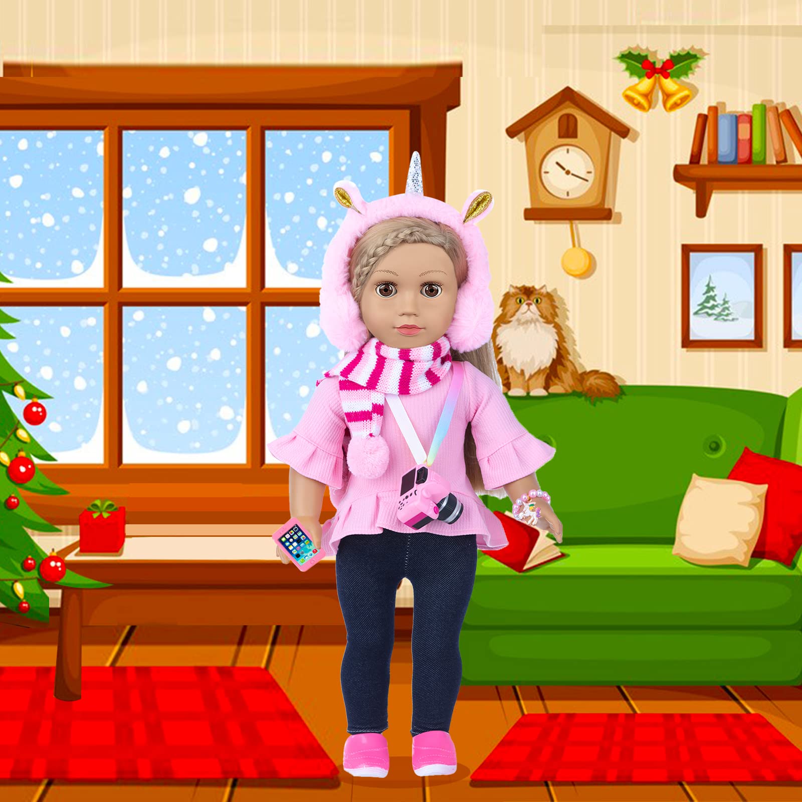 UZIDBTO American Doll Clothes and Accessories for 18 Inch Doll includes Pretend Makeup Kit Stuff Girls Gift(doll not including)