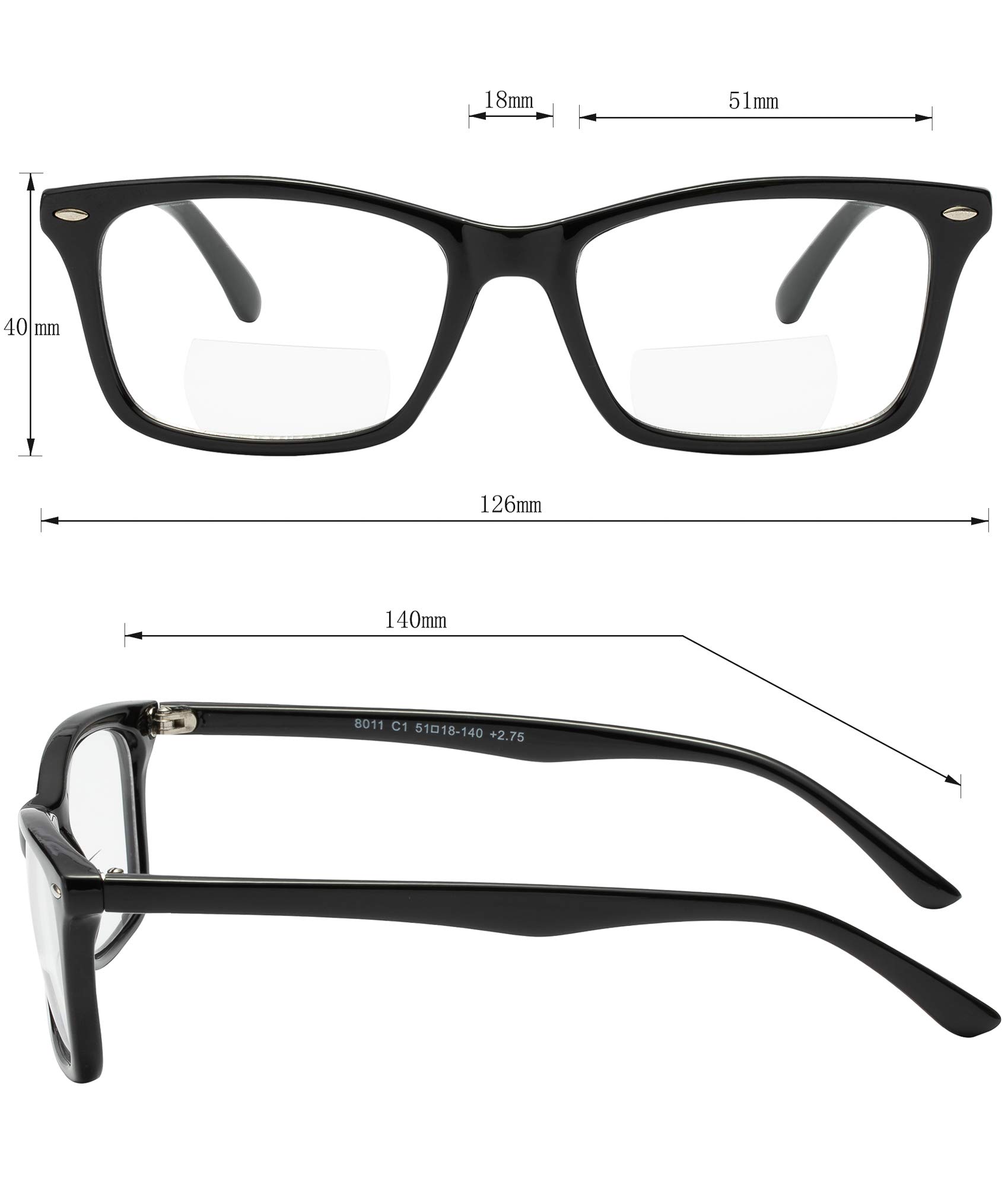 Yogo Vision Bifocal Reading Glasses 2 Pack Fashion Comfort Quality Bifocal Readers for Men and Women +2.25