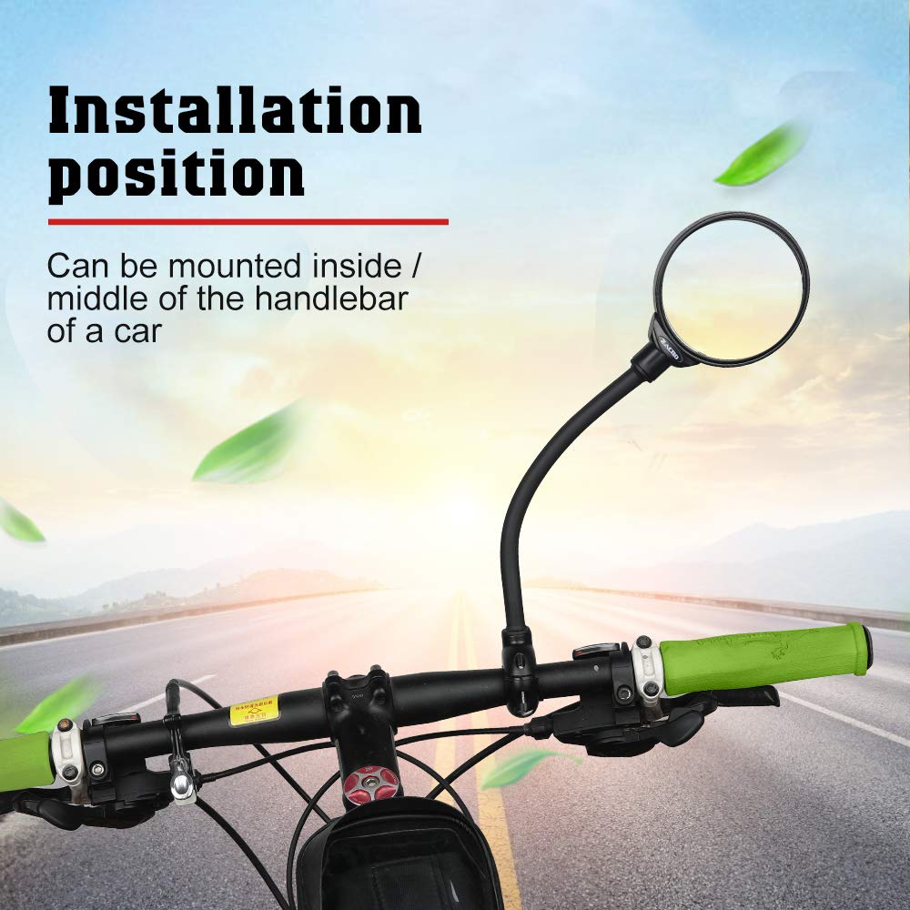 Zacro Bike Mirror - 1 Pcs 360° Adjustable Bicycle Mirrors for Handlebar End, Rotatable Mirror Universal with Wide Angle Rear View Mirrors Glasses for Mountain Road Bike