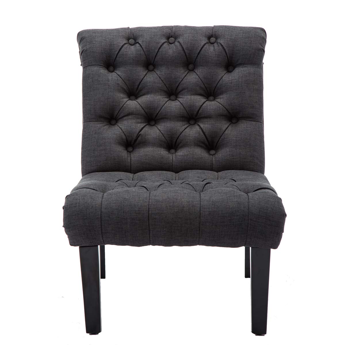 Yongqiang Upholstered Accent Chair for Bedroom Living Room Chairs Armless Slipper Chair with Wood Legs Gray Fabric