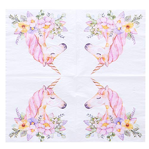 WallyE Unicorn Napkins Unicorn Party Supplies for Children Party or Birthday Party, 20 Pack