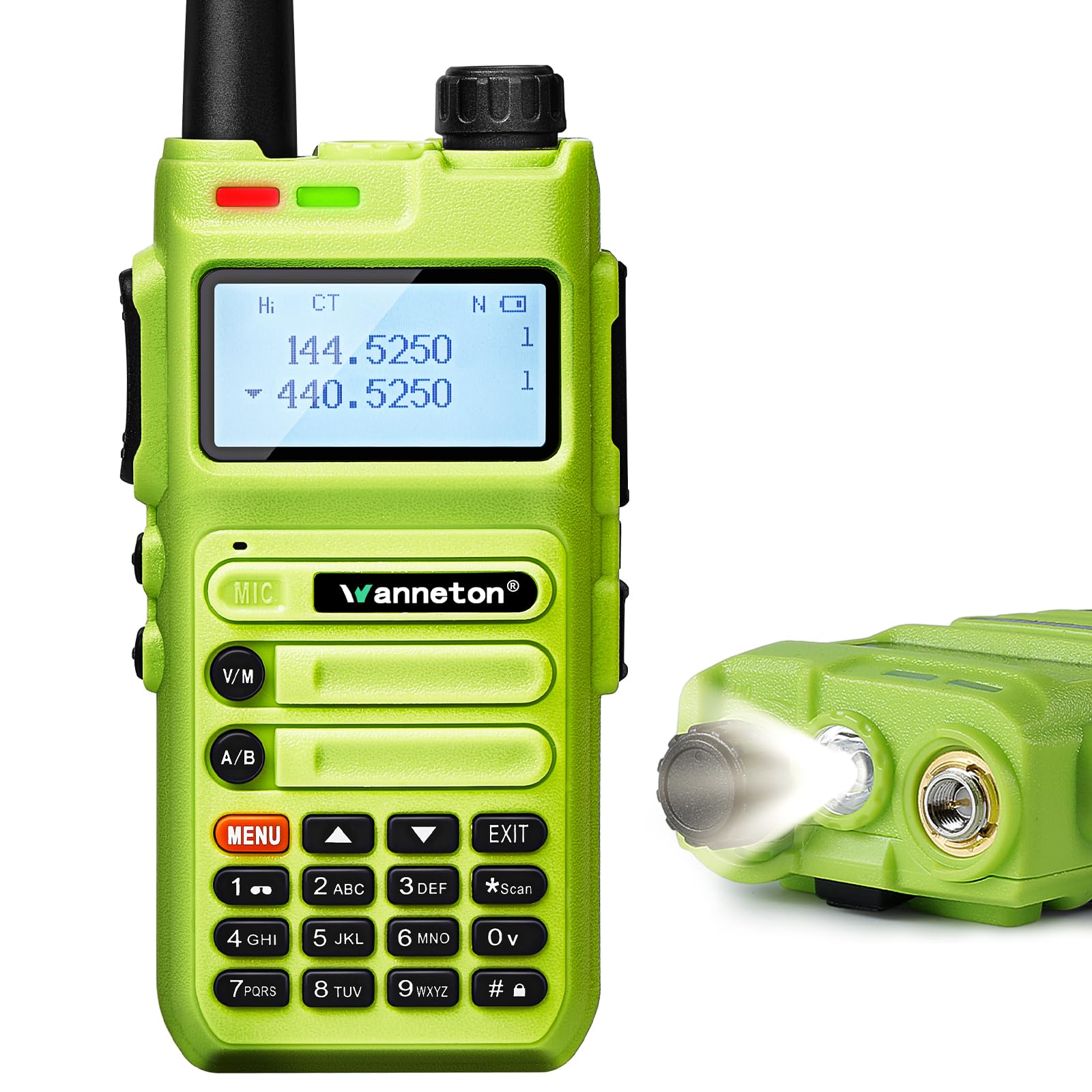 Wanneton UV5F ham Radio Handheld Dual Band Two Way Radio Rechargeable Walkie Talkies with One-Key decoding Copy Frequency and Super Bright Flashlight and Large Battery