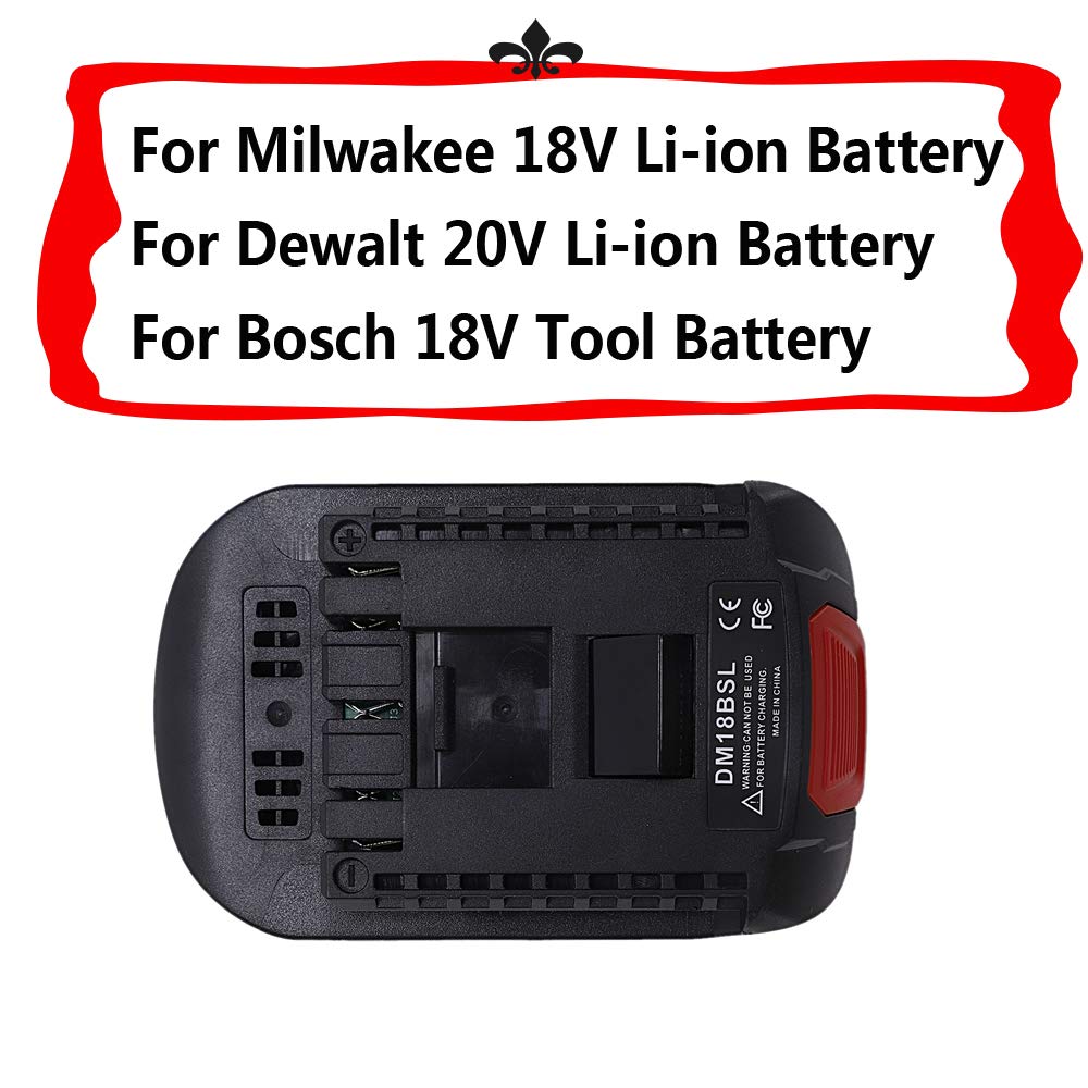 Xunbao Battery Adapter DM18BSL, Converter for Milwakee 18V and for Dewalt 20V Max Li-ion Battery DCB200 DCB201 DCB203 Convert to for Bosch 18V Lithium Tool Battery BAT609 BAT618