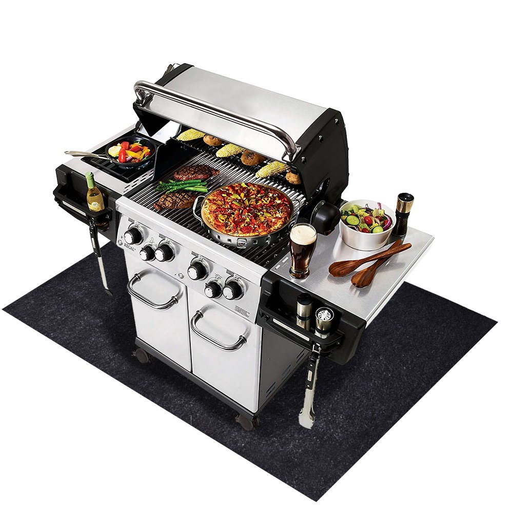 Under The Grill Mat,Absorbent Fabric Material,Washable,Reusable,Anti-slip and Waterproof Backing,Protection for Decks and Patios from Grease Splatter and Other Messes(36inches x 72inches)