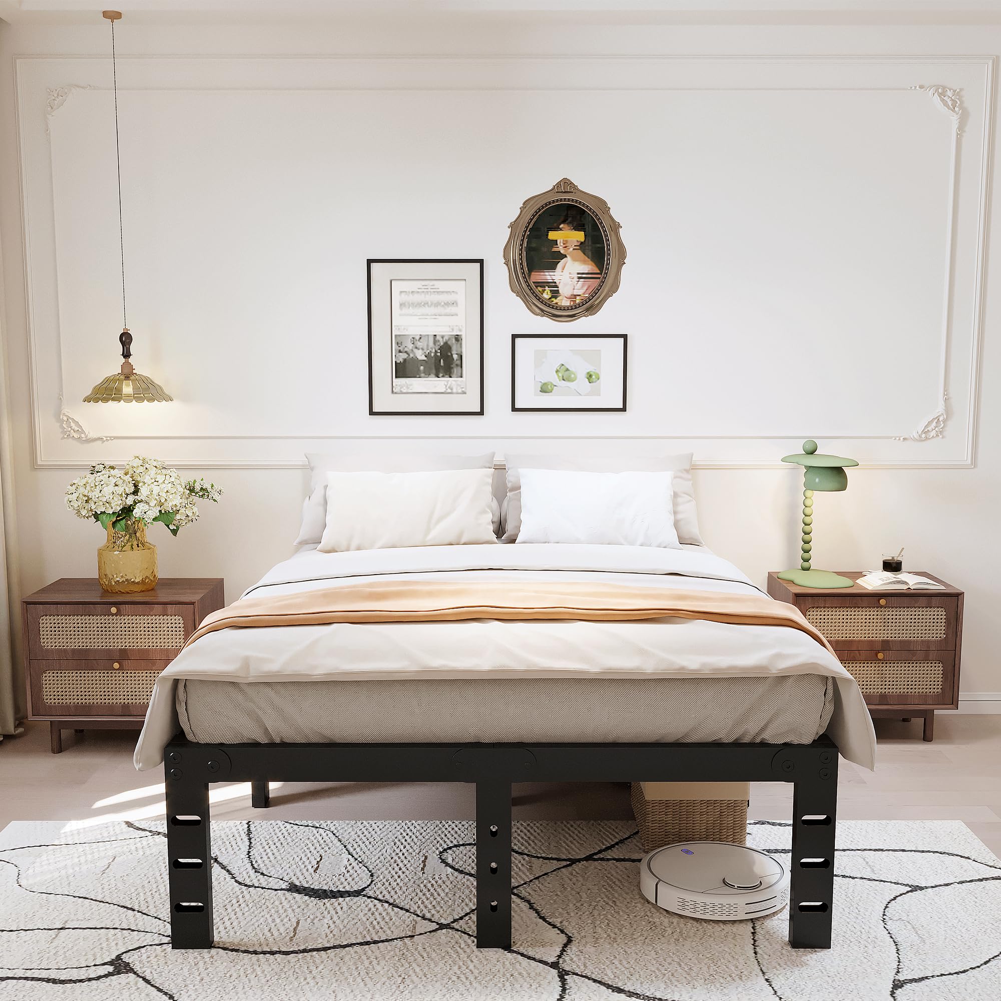 Vengarus Twin Platform Bed Frame,No Box Spring Needed,Mattress Foundation,Steel Slat Support Black,Storage Space Under The Bed-Twin Size Bed Frame