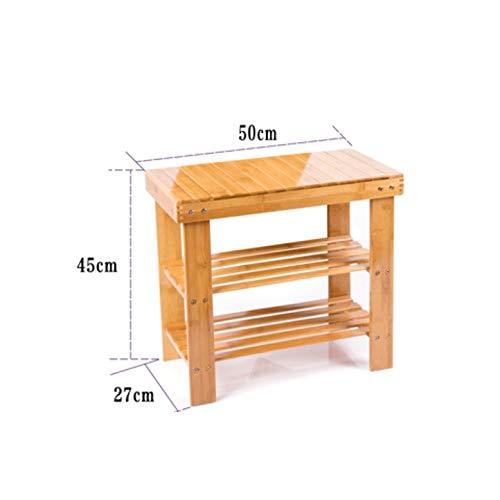 ZHYH 2 Tier Shoe Rack Natural Shoe Rack Shoe Bench Organizer and Foot Stool Home Furniture Accessories