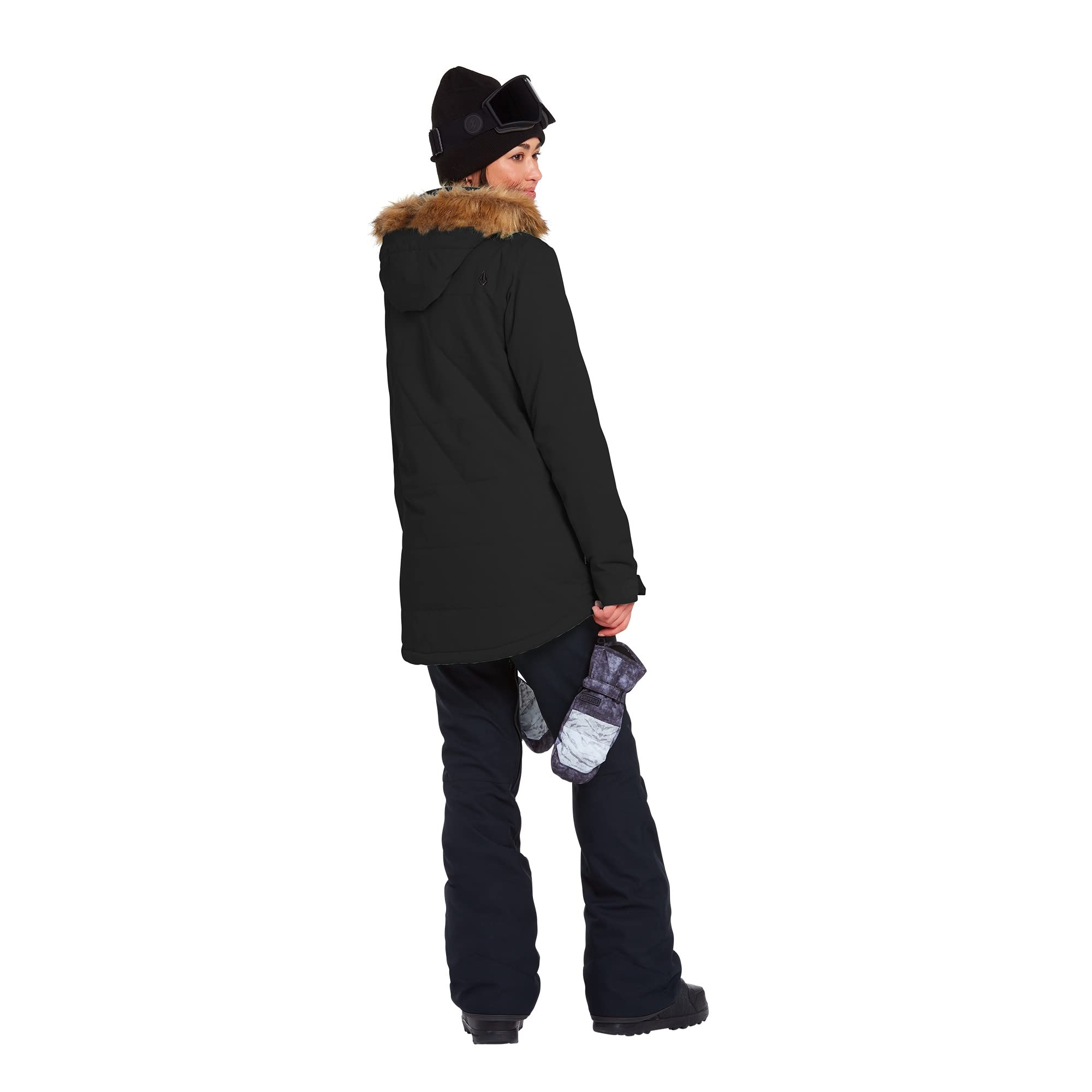 Volcom Women's Fawn Insulated Snowboard Ski Winter Hooded Jacket, black, Medium