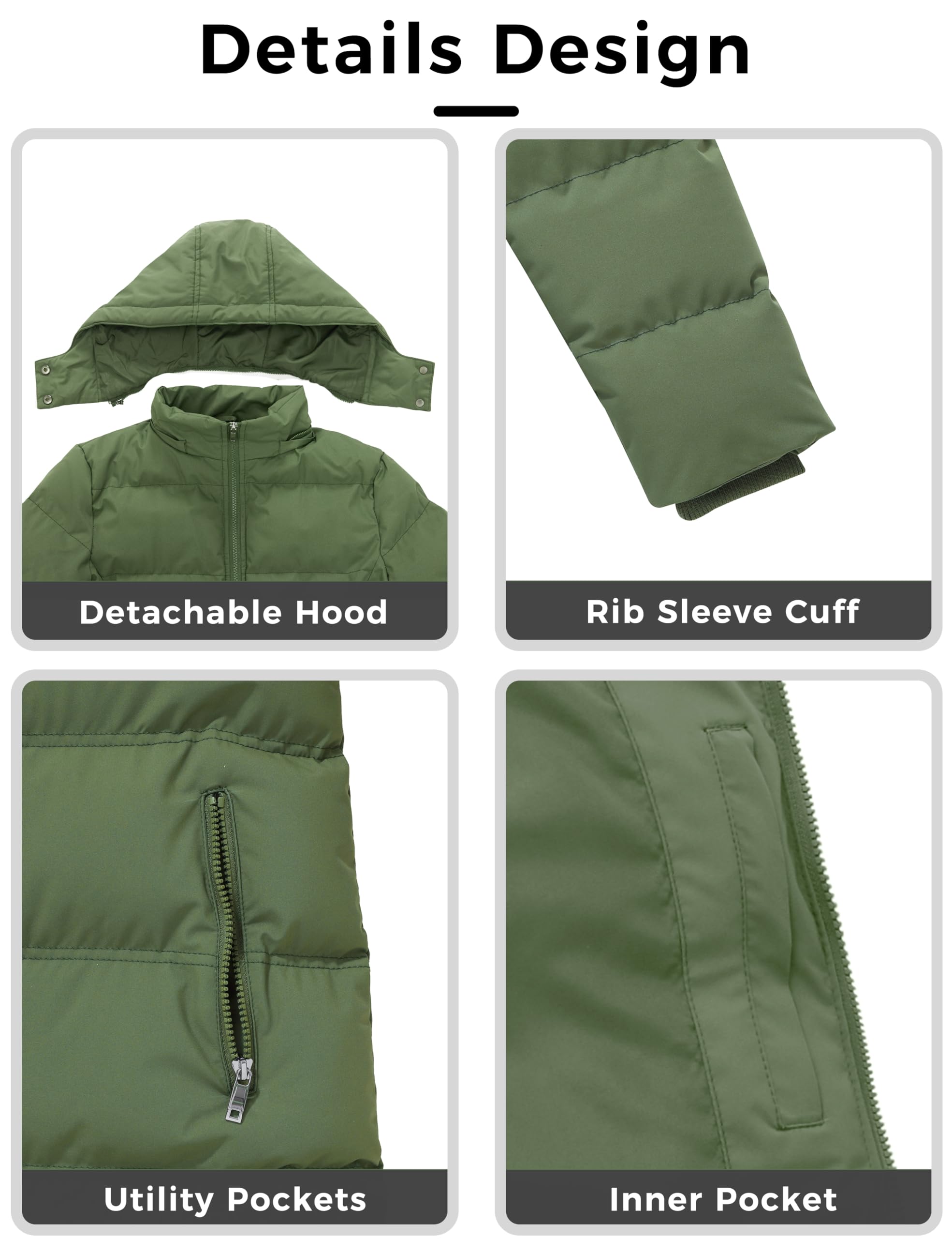 WenVen Women's Winter Long Parka Coat Thicken Outwear Puffer Full-Zip Jacket (Army green,L)