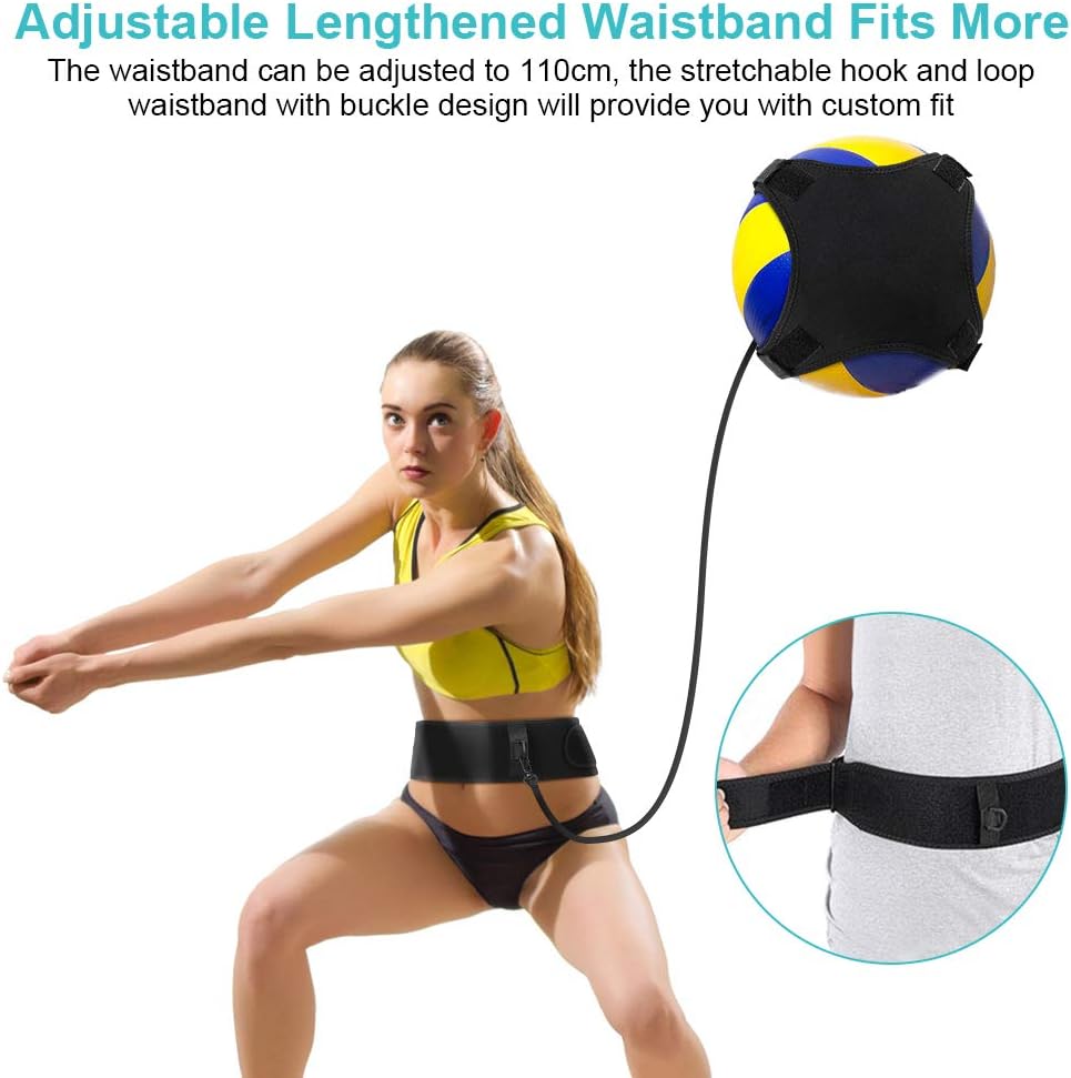 Volleyball Training Equipment Aid, Adjustable Solo Practice Soccer Volleyball Trainer, Volleyball Practice Rope for Serving, Spiking, Swing, Return Ball