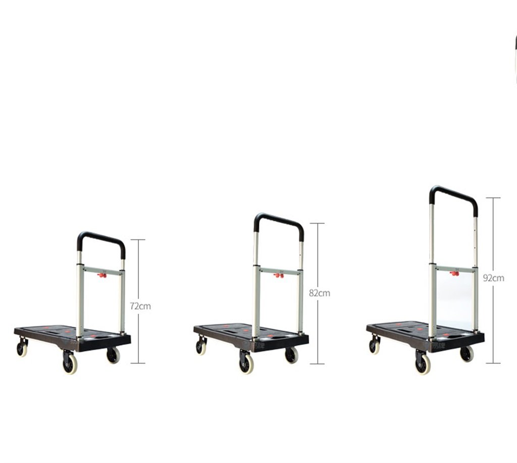 ZLH Household Four Wheel Flat Cart Hand Truck Folding Trolley Mute Portable Pull Truck Loading King Van 3 Colors o$ (Color : C)