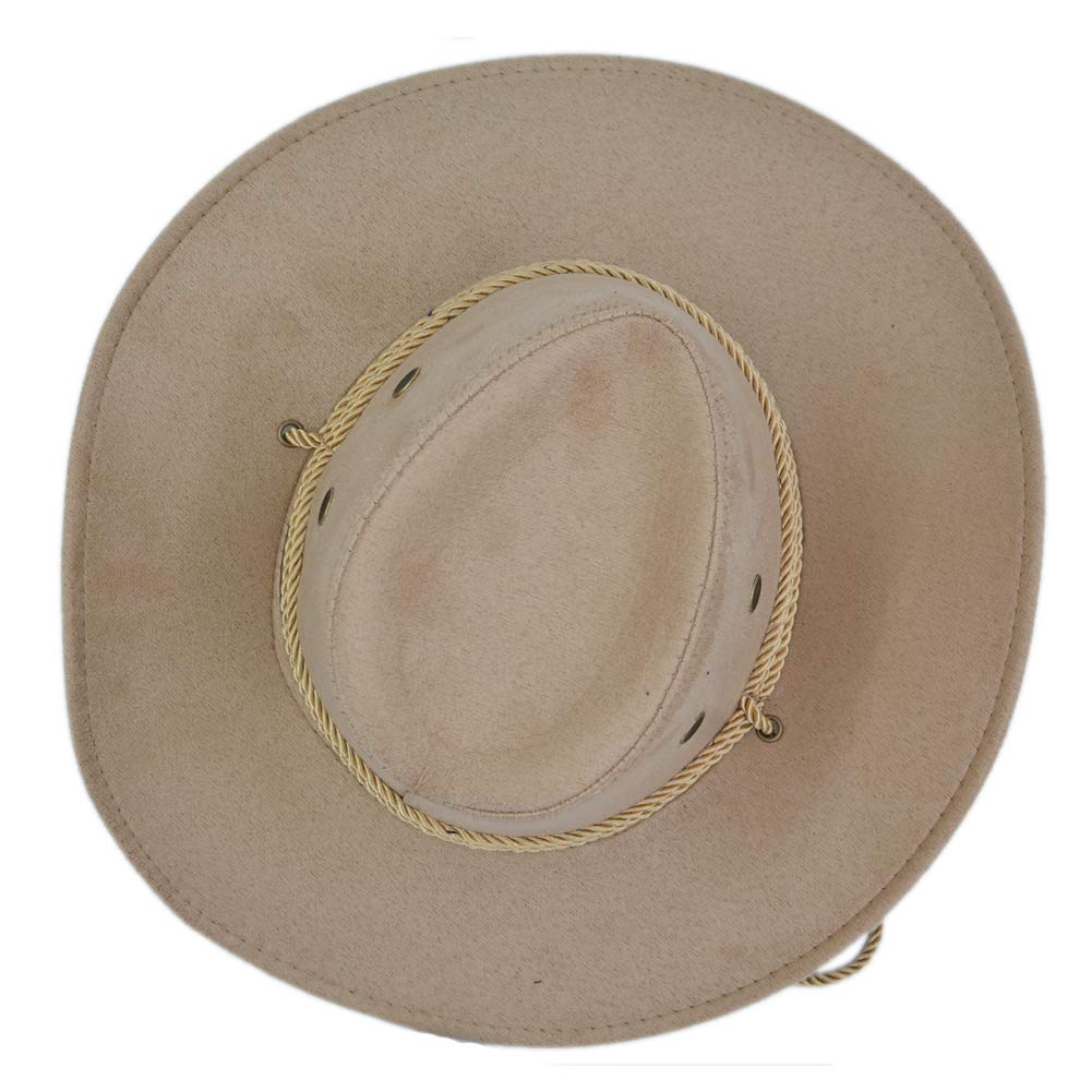 Yosang Adult Western Suede Hat Cowboy Outdoorsman Hat Travelling Summer Cap Brown