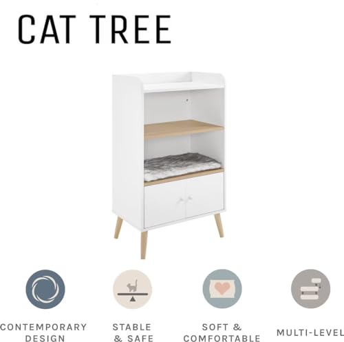 YUSTY 39 Inch Single Back Bookcase Cat Tree-Modern Style-Multifunctional Design-Premium Material-Machine Washable Cushion-Blends Well with Home Decor