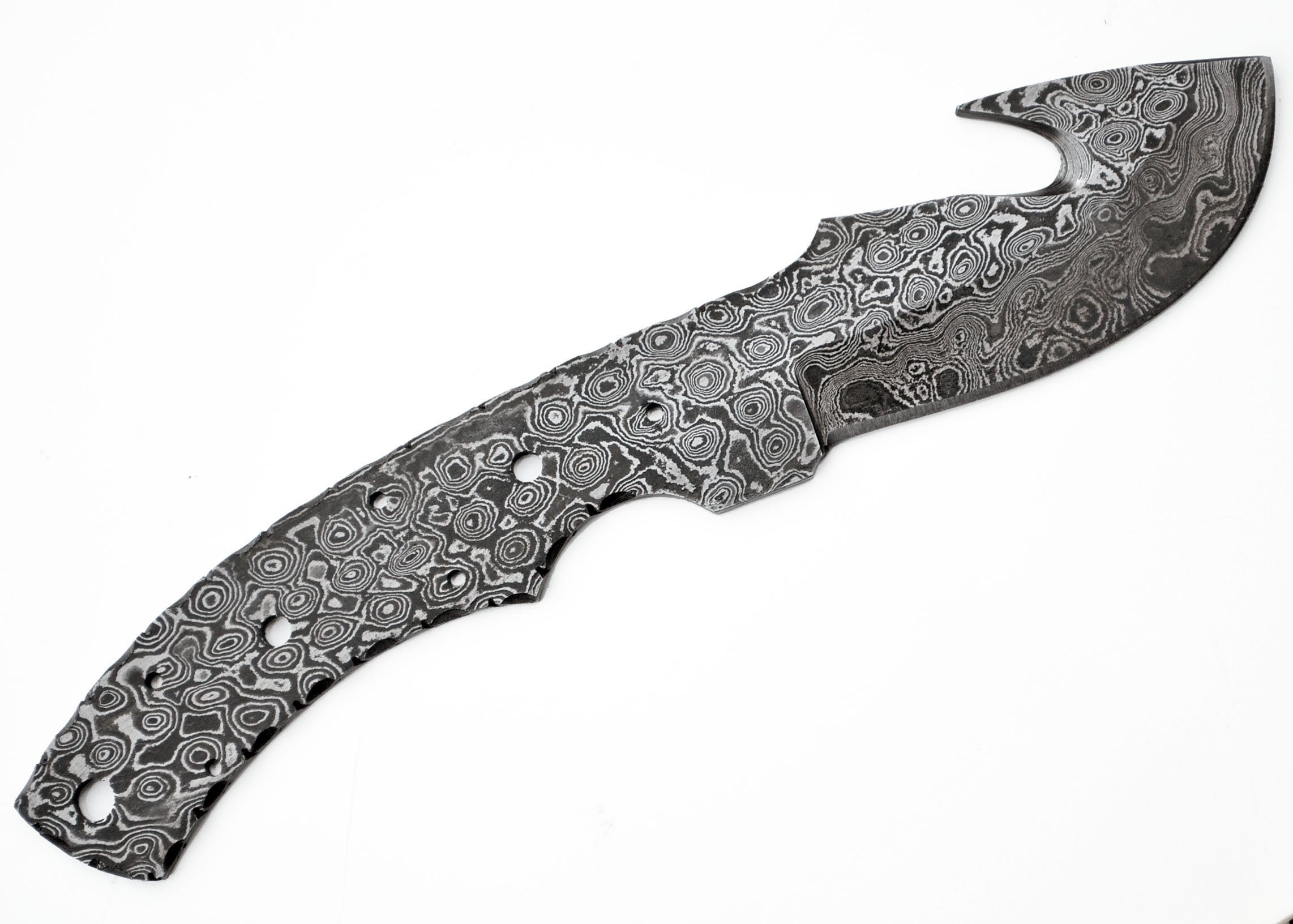 Whole Earth Supply Damascus Guthook High Carbon Steel Large Blank Blanks Blade Hunting Knife Knives Making