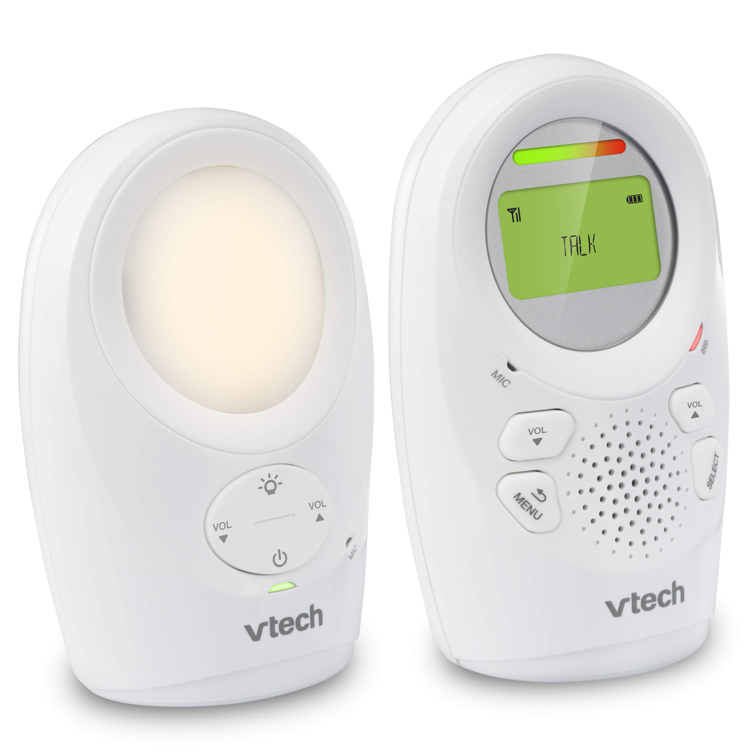 VTech DM1211 Enhanced Range Digital Audio Baby Monitor with Night Light, 1 Parent Unit, Silver & White (Renewed)
