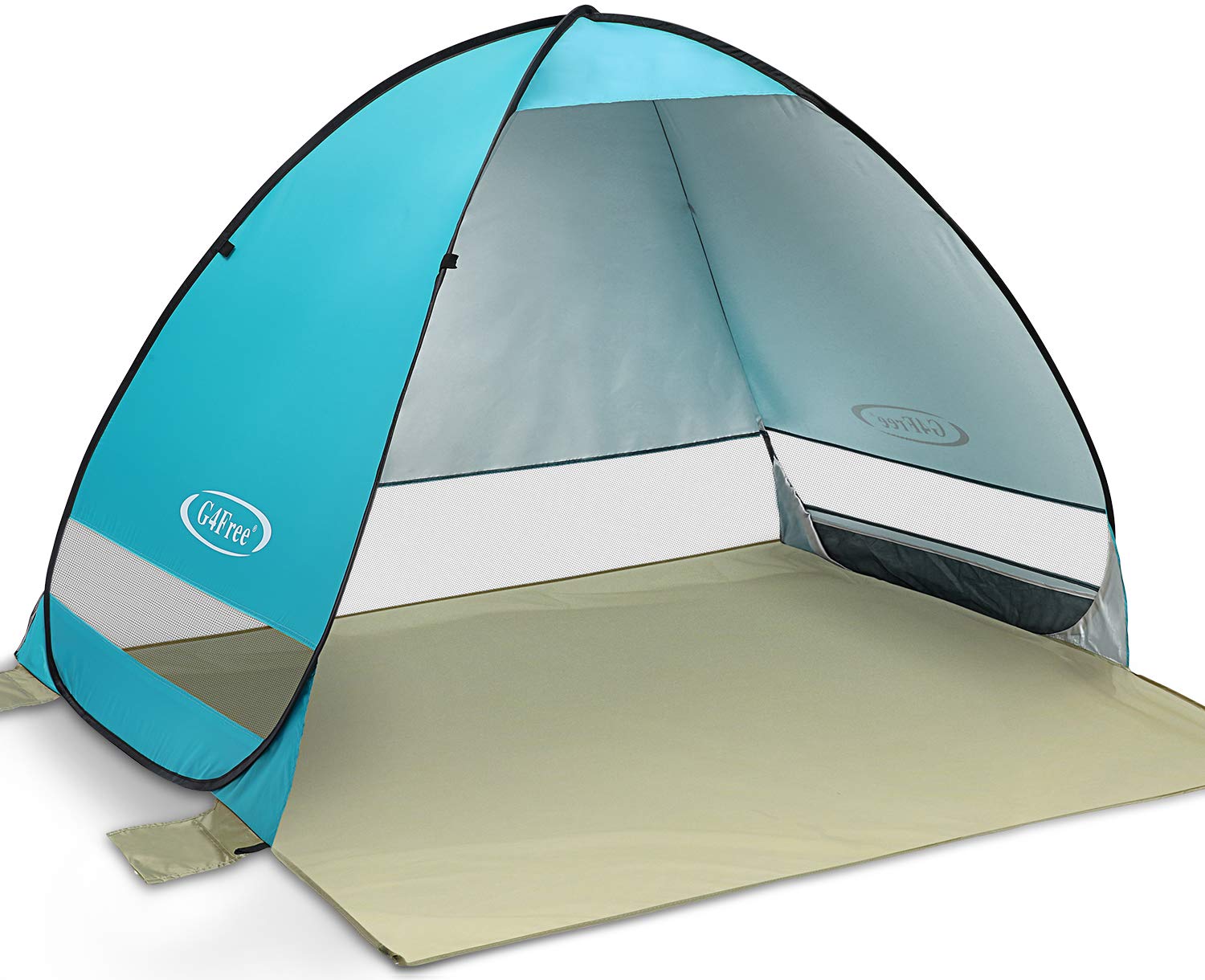G4Free Large Pop up Beach Tent for 3-4 Person, UPF 50+ Automatic Sun Shelter Canopy Portable Outdoor Cabana Sun Umbrella