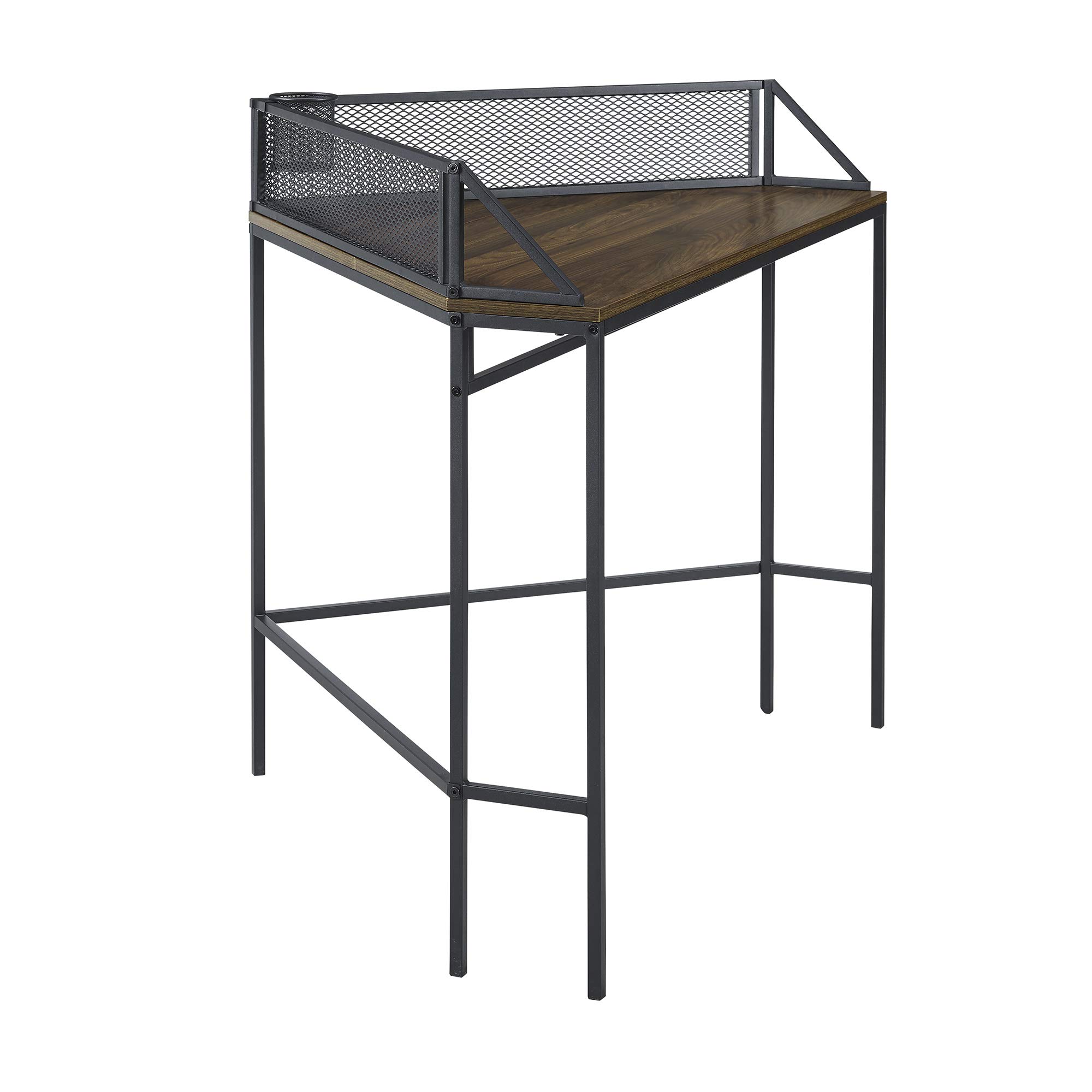 Walker Edison Industrial Corner Laptop Computer Writing Desk Home Office Workstation Small, 42 Inch, Dark Walnut