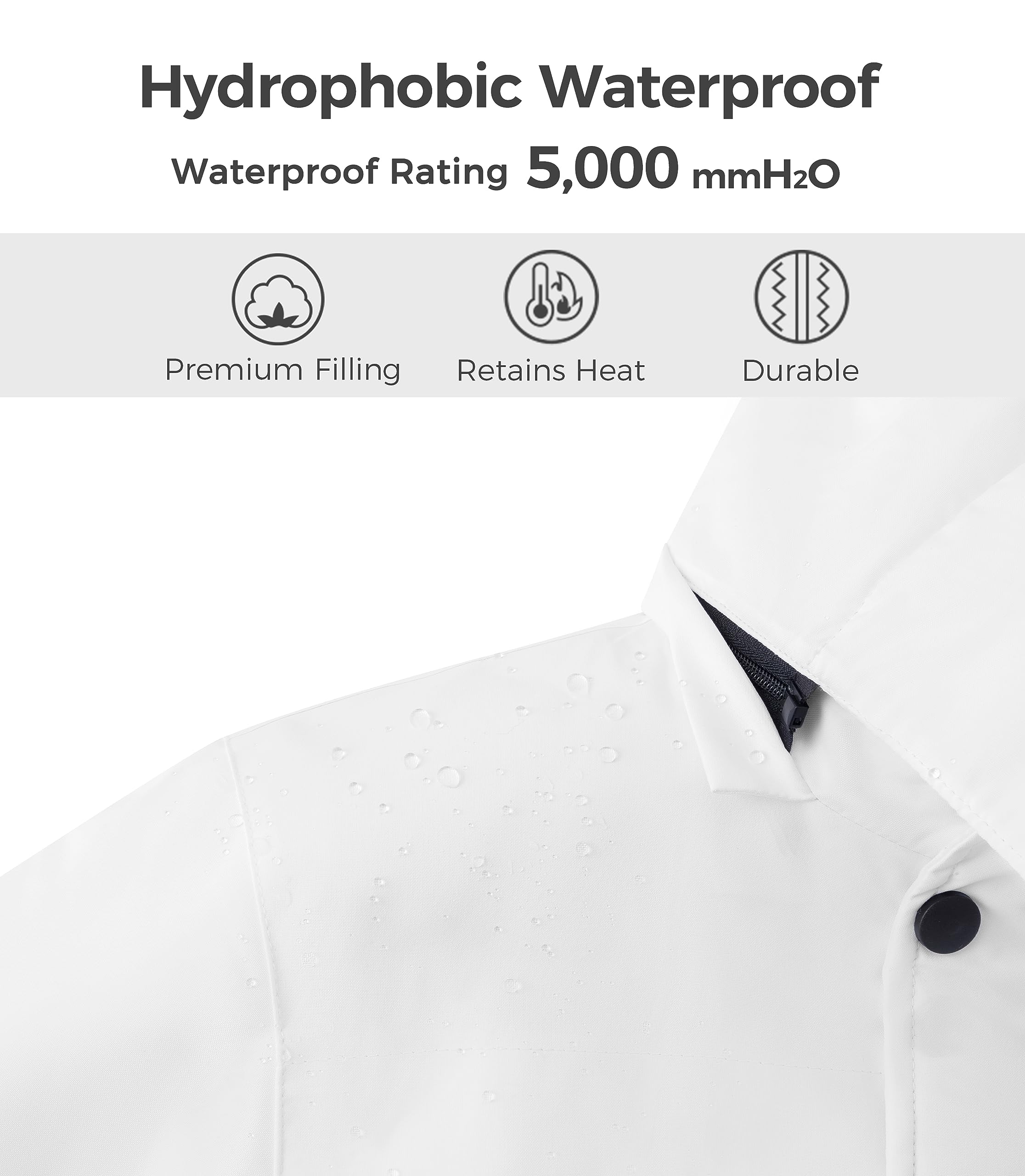 wantdo Boy's Waterproof Warm Winter Snow Coat Thick Outwear Hiking Jacket White 14/16