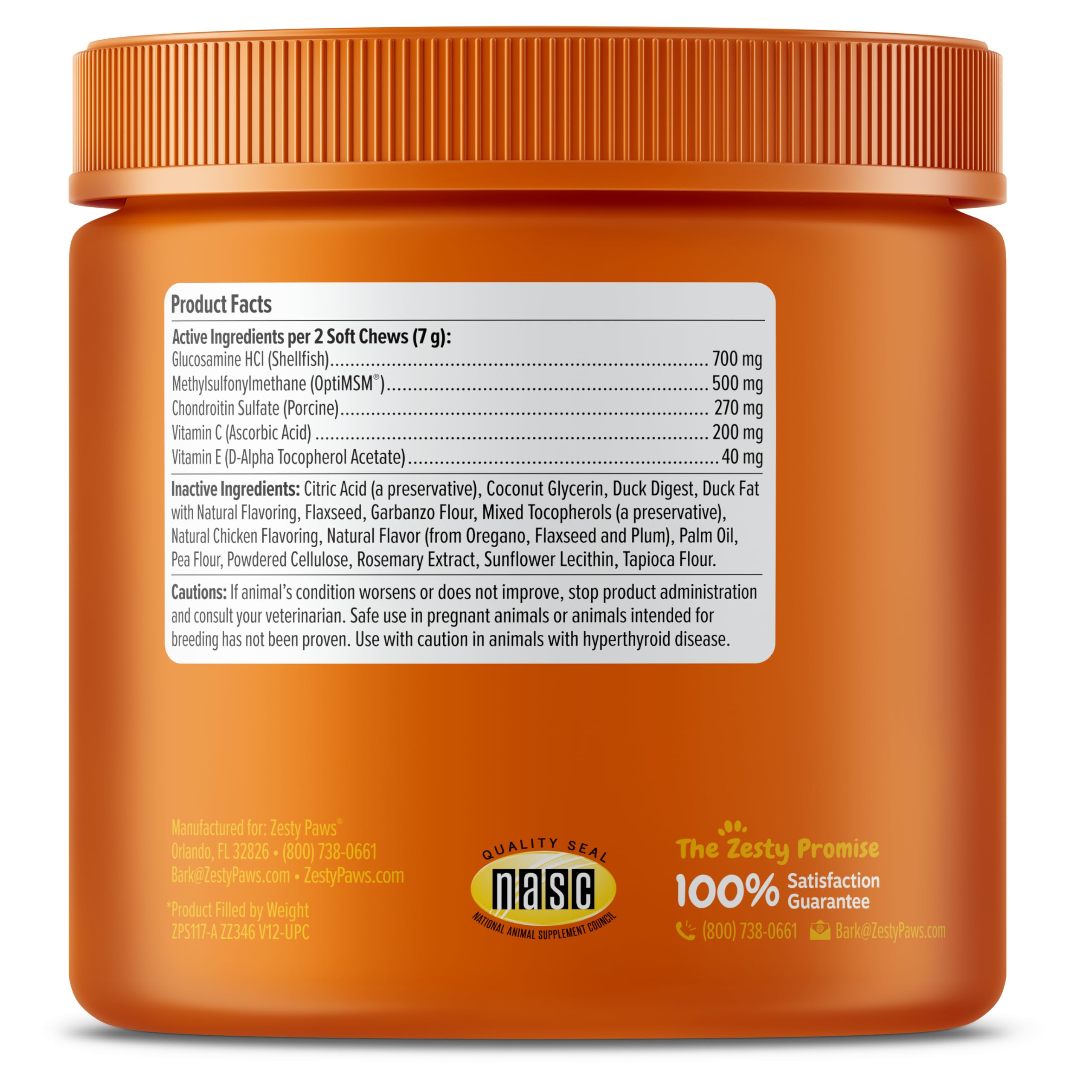 Zesty Paws Hip and Joint Supplement for Dogs - Glucosamine for Dog Joint Supplement - with Chondroitin, MSM, Vitamins C and E for Dog Joint Relief - Mobility Bites Duck β 90 Count