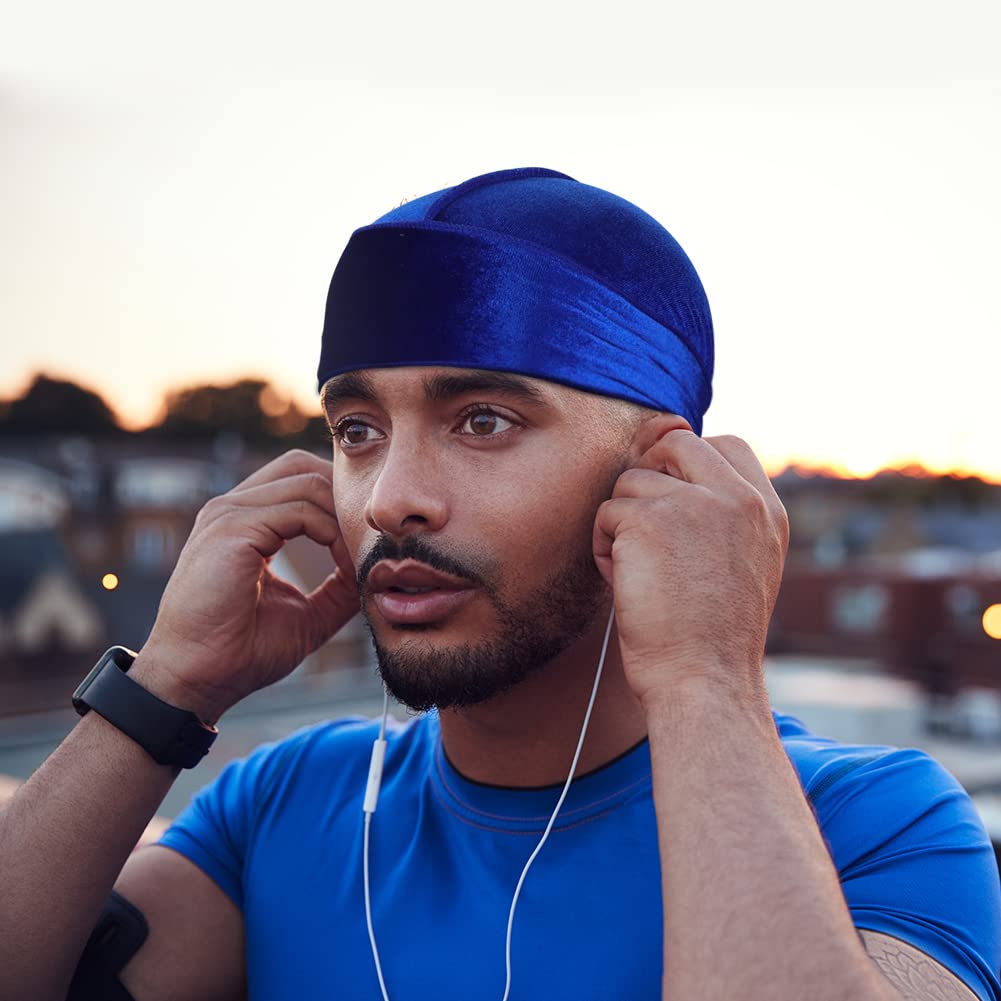 Velvet Men Durag –Premium Durag Cap Headwraps (2PCS) with Extra Long Tail and Wide Straps for 360 Waves