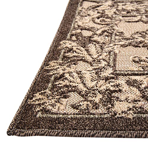 Unique Loom Outdoor Botanical Collection Area Rug (9' x 12' Rectangle, Beige/ Burgundy)