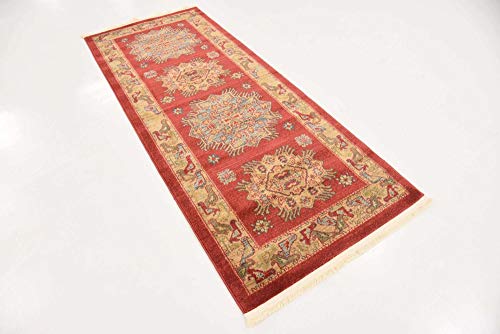 Unique Loom Sahand Collection Traditional Geometric Classic Red Runner Rug (2' 7 x 6' 7)