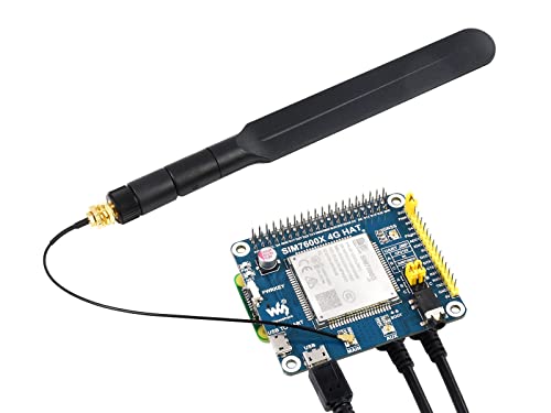 Waveshare 4G/3G/2G/GSM/GPRS/GNSS HAT for Raspberry Pi Based on SIM7600G-H Supports LTE CAT4 up to 150Mbps for Downlink Data Transfer
