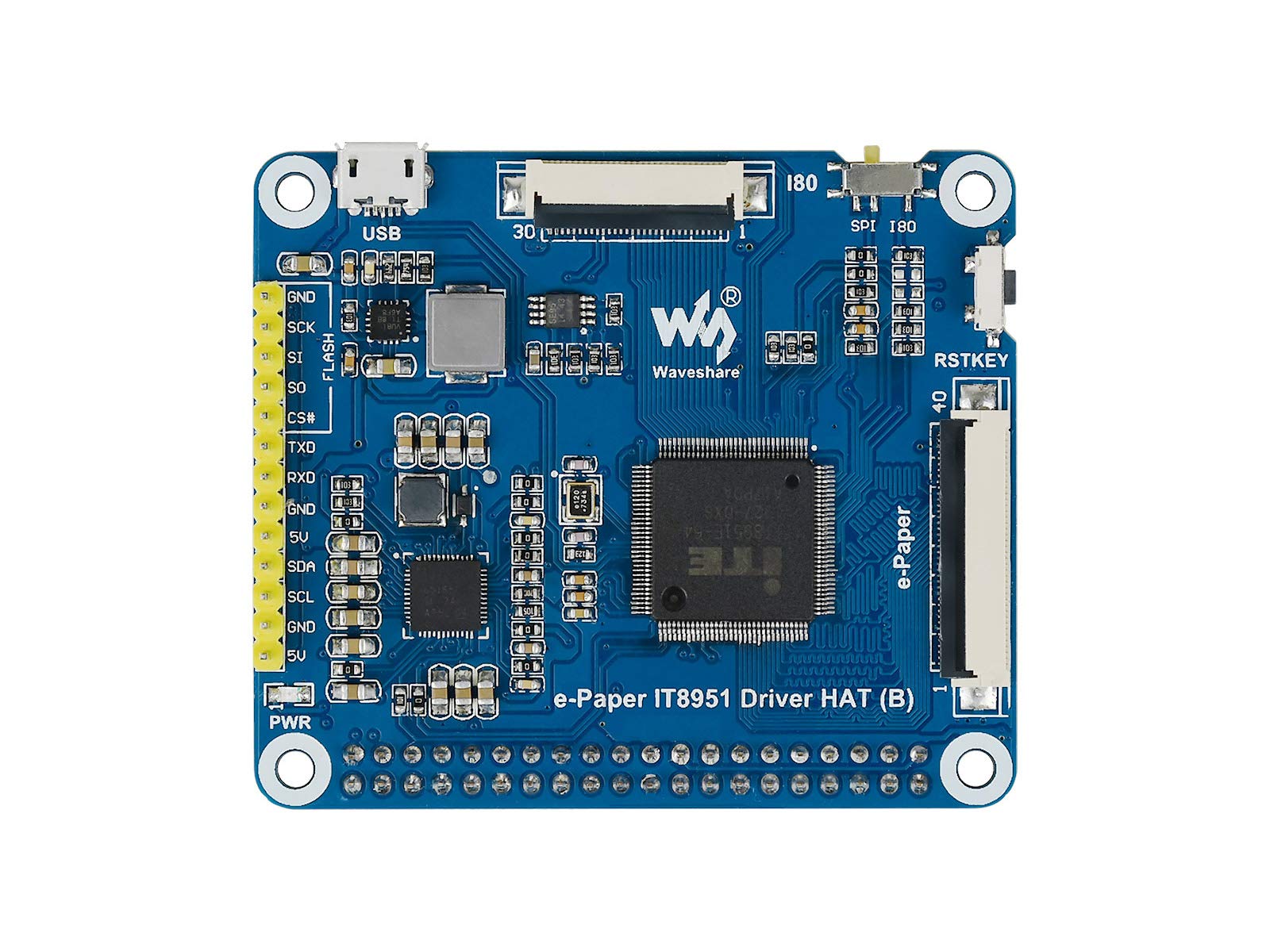 waveshare 7.8inch E-Ink Display HAT Compatible with Raspberry Pi4B/3B+/3B/2B/B+/A+/Zero/Zero W/WH/Zero 2W 1872×1404 Resolution IT8951 Controller USB/SPI/I80 Interface Supports Partial Refresh