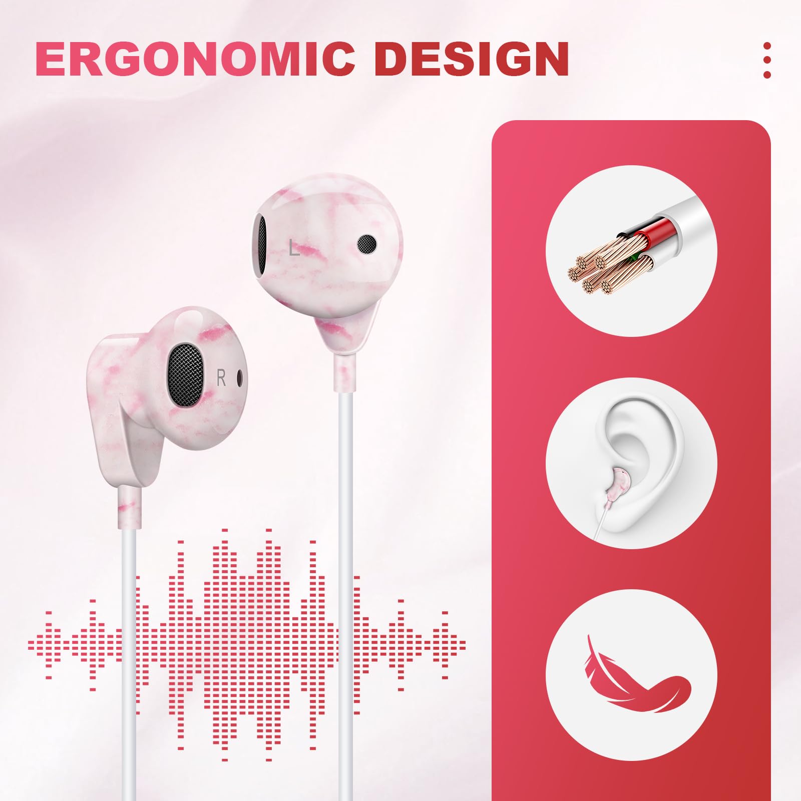 XNMOA Wired Earbuds for iPhone 14/14 Pro/ 14 Plus / 14 Pro max,Earbuds Headphones Compatible with iPhone 14/14 Pro/ 14 Plus / 14 Pro max,Pink